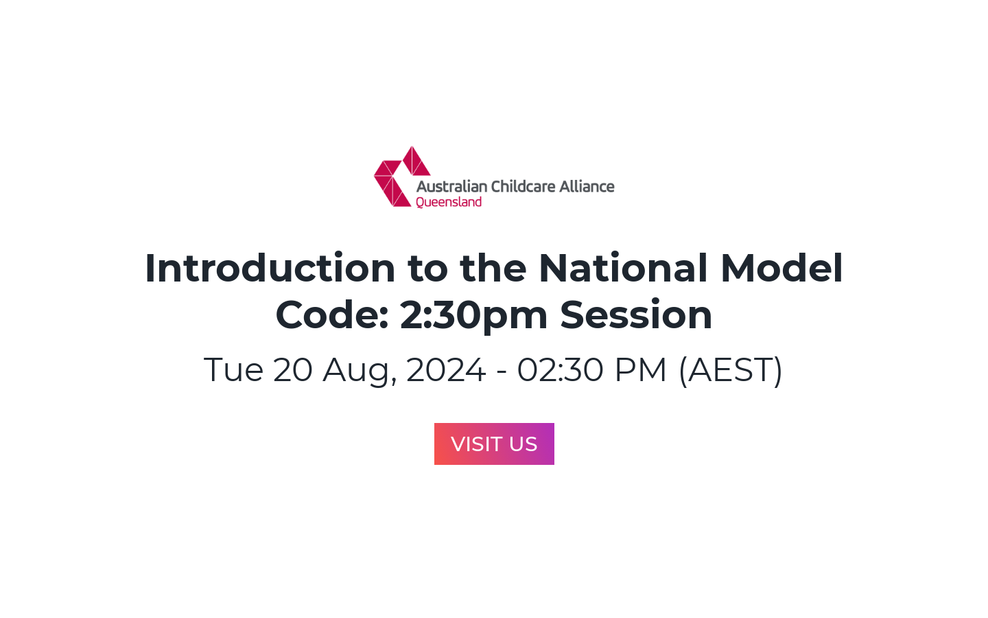 Introduction to the National Model Code: 2:30pm Session